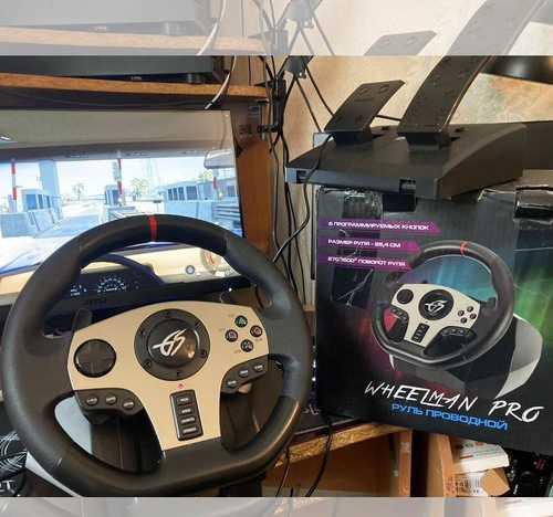 Игровой руль 900 градусов Dexp wheelman pro педали