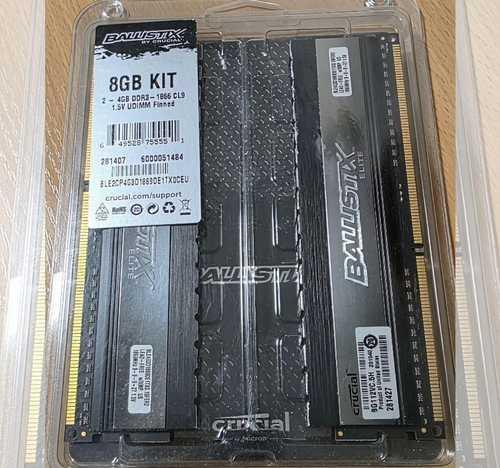 Комплект DDR3 Crucial Ballistix 2*4Gb, 1866
