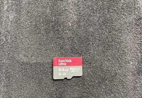 Карта памяти MicroSD SanDisk Ultra 64 gb новая