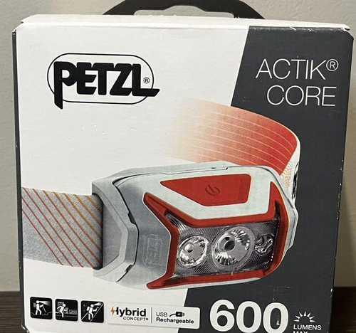 Фонарик налобный Petzl Actik Core 600 lum, красный