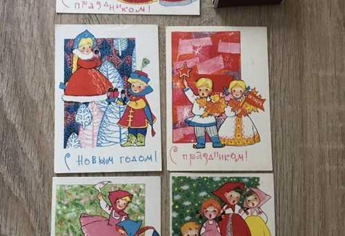 Мини открытки СССР чистые