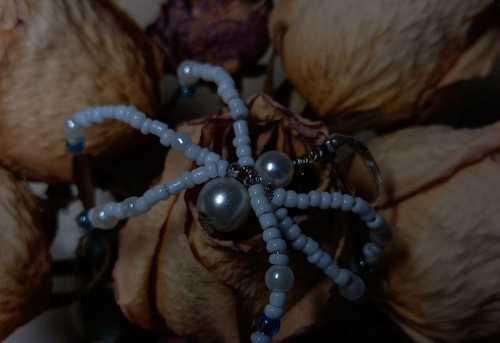 Сережки- пауки из бисера, самодельные