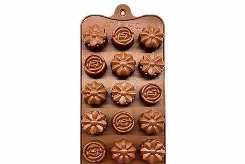 Форма для шоколадных конфет Круглые цветочки
