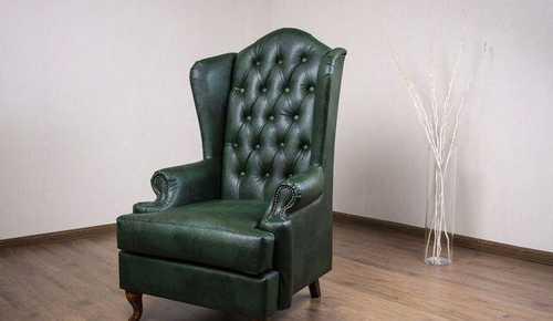 Кресло из натуральной кожи Барон зеленое