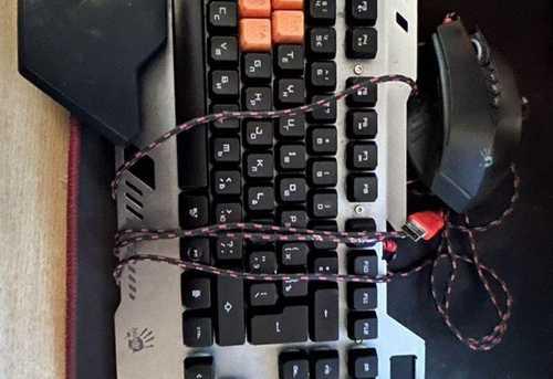 Игровая клавиатура и мышь bloody b418, bloody v8