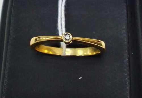 Золотое кольцо с бриллиантом 750пр 2,94гр/18размер