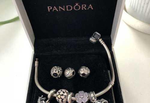 Браслет Pandora c шармами серебро 925 пробы