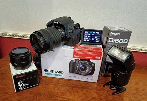 Зеркальный фотоаппарат Canon EOS 650D 18-135 +50mm
