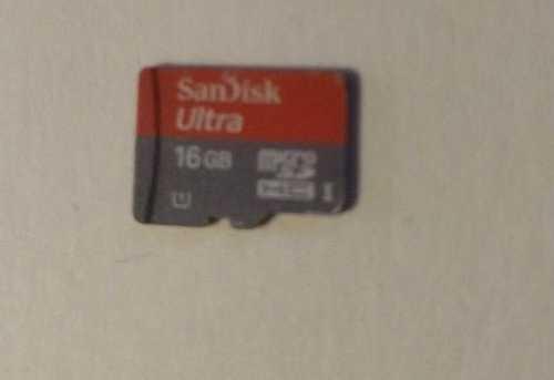 Карта памяти MicroSD 16gd SanDiskUltra