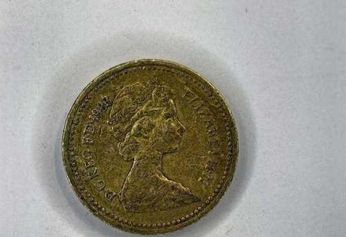 Монета One Pound 1983, перевертыш, Британский фунт