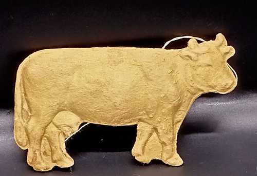 Корова золотой картонаж елочная игрушка СССР