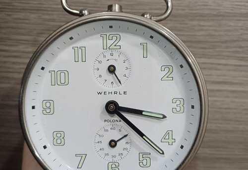 Часы будильник Wehrle Германия Винтаж