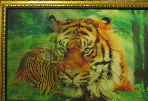Картина объёмная. Тигры