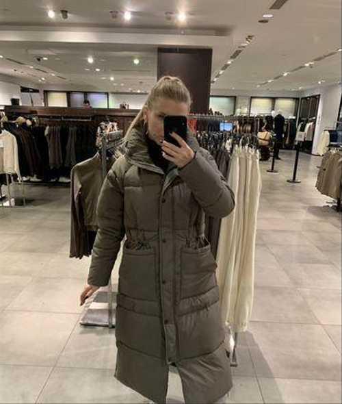 Пуховик Zara XS длинный стеганный удлиненный
