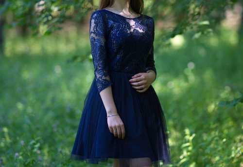 Вечернее женское платье 42 44 синее