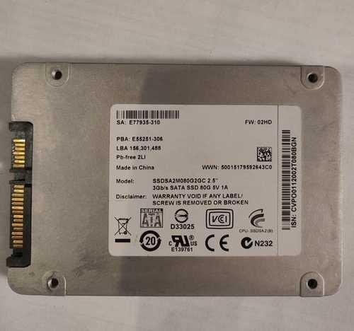 Продам intel ssd 80 Gb ssdsa2m080g2gc