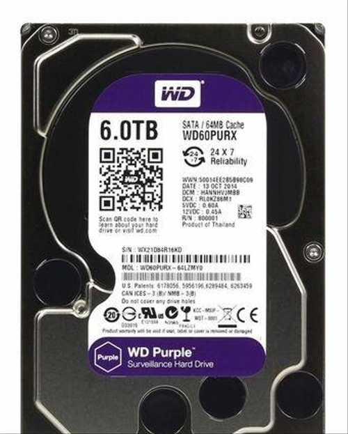 Жесткий диск WD WD60purx 6TB sataiii 3.5
