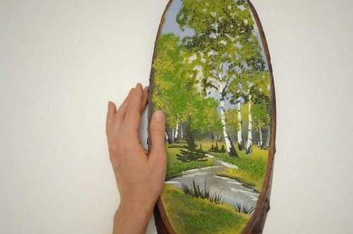 Настенное панно картина на спиле дерева