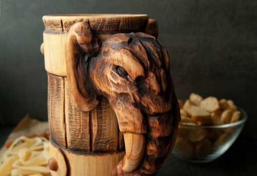 Пивная деревянная кружка Слон