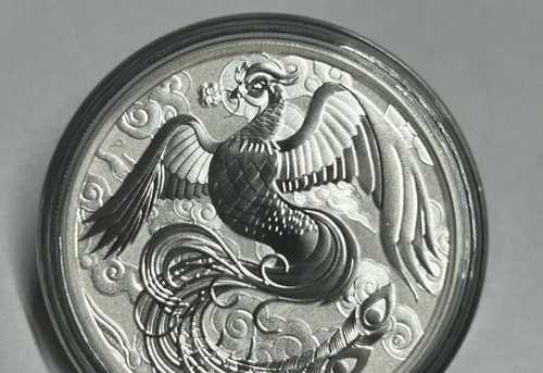 Монета "Феникс" 2022 г., 31,1 г ч.сереб. Австралия