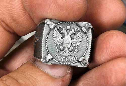 Серебряное кольцо мужское "Россия"