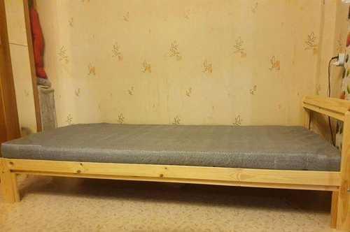 Кровать IKEA Neiden с реечным дном,90x200см+матрас