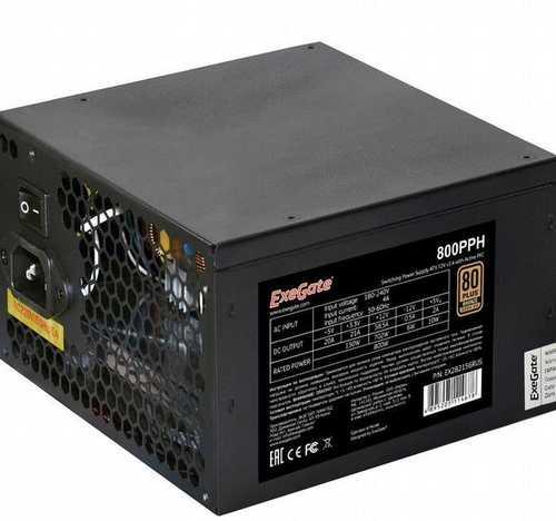 Exegate EX282156RUS Блок питания 800W ExeGate 80 plus Bronze 800PPH (ATX, apfc, кпд 89% (80 plus Bro