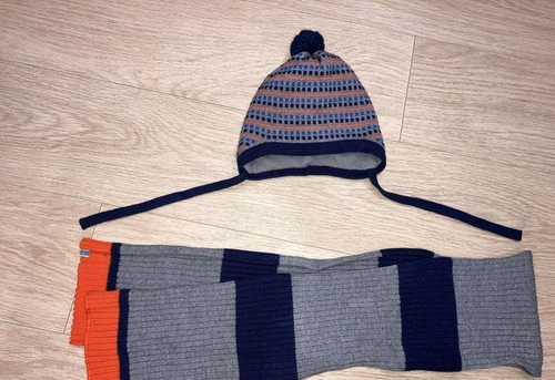 Зимний комплект шапка и шарф для мальчика 50-52