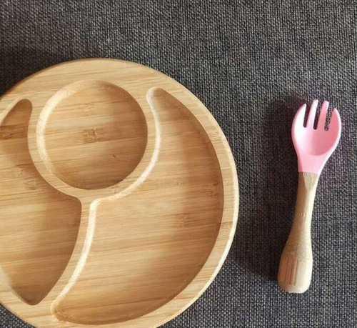 Менажница деревянная детская тарелка