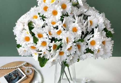 Ромашки искусственные белые, букет 5 веток, 25 цве
