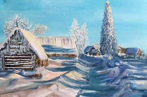 Картина маслом «Волшебная зима»