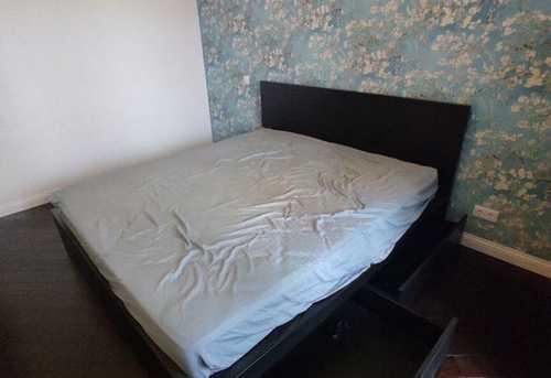 Кровать malm IKEA черная 180х200 с матрасом