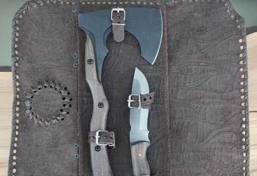 Скрутка кожаная набор топор Сварог + охотничий нож