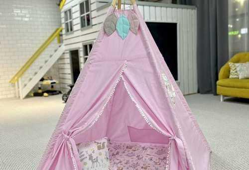 Вигвам палатка детская «Зверята с розовым»