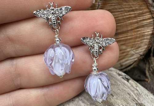 Серьги пчелки из муранского стекла