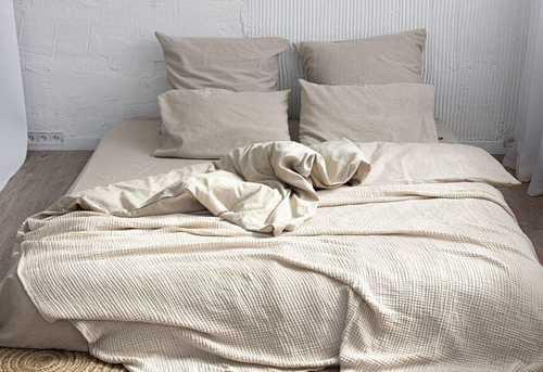 Льняное постельное белье IKEA евро хлопок лен