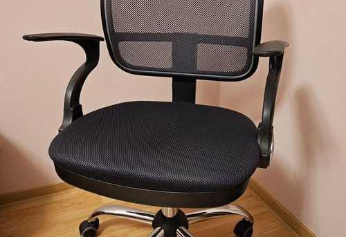 Кресло офисное хром сиденье черное сетка металл