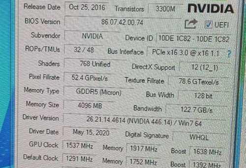 Nvidia geforce gtx 1050 ti 4gb Palit 1 вентельная