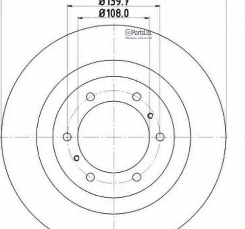 Nisshinbo ND1058K Диск тормозной передний 338x32 6 отв с покрытием вентилируемый