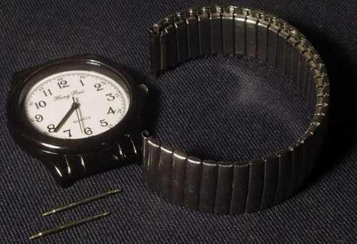 Браслет резинка для часов сталь + часы кварц
