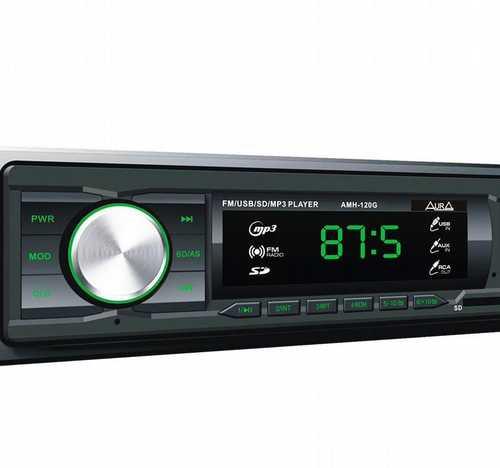 AurA AMH-120G, USB/SD/FM/AUX, 1RCA, зеленая