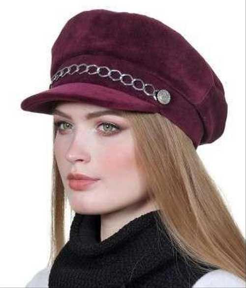 Новый бордовый картуз велюровый