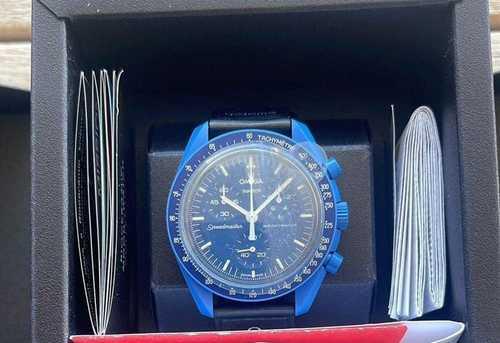 Часы Swatch x Omega Neptune синие