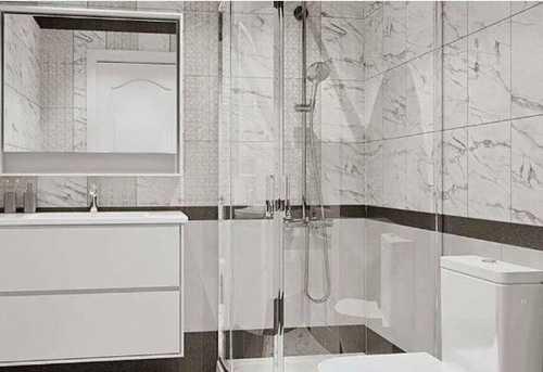 Зеркало для ванной Мокка с подсветкой белый глянец
