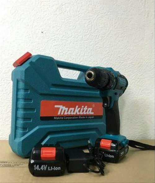 Шуруповерт Makita 14,4 В, ударный, дрель, + набор