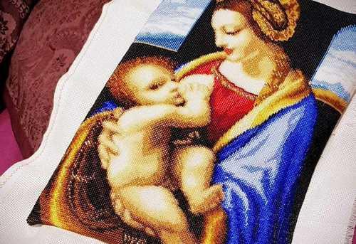 26600 бисерин, картина Мадонна Литта вышивка рама
