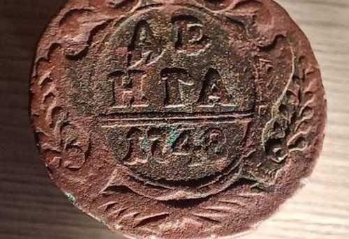 Монета деньга 1748