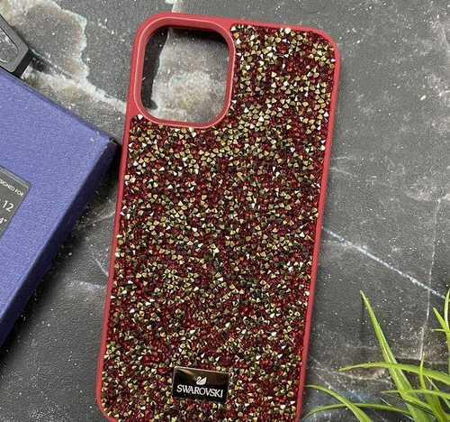 Чехол на iPhone 12 mini Swarovski красный