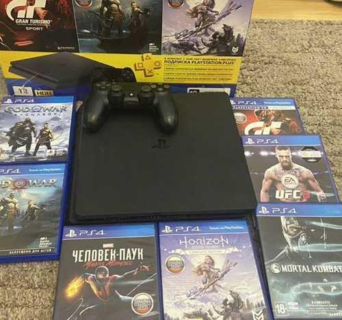 Sony playstation 4 slim 1tb с играми б/у