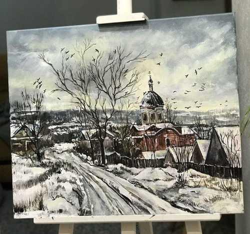 Картина акрилом "Русский пейзаж"